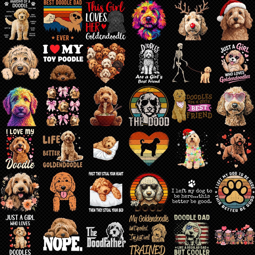 Goldendoodle PNG Bundle Doodle Dog Mom Dad Designs Cute Puppy Quotes ...