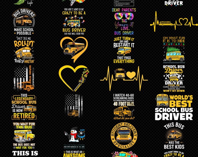 Bus Driver PNG Bundle School Bus Life Sublimation Designs ...