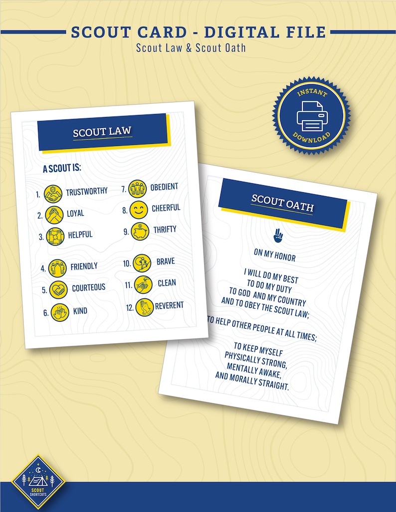 DIGITAL FILE for Scout Law & Scout Oath Card - Etsy