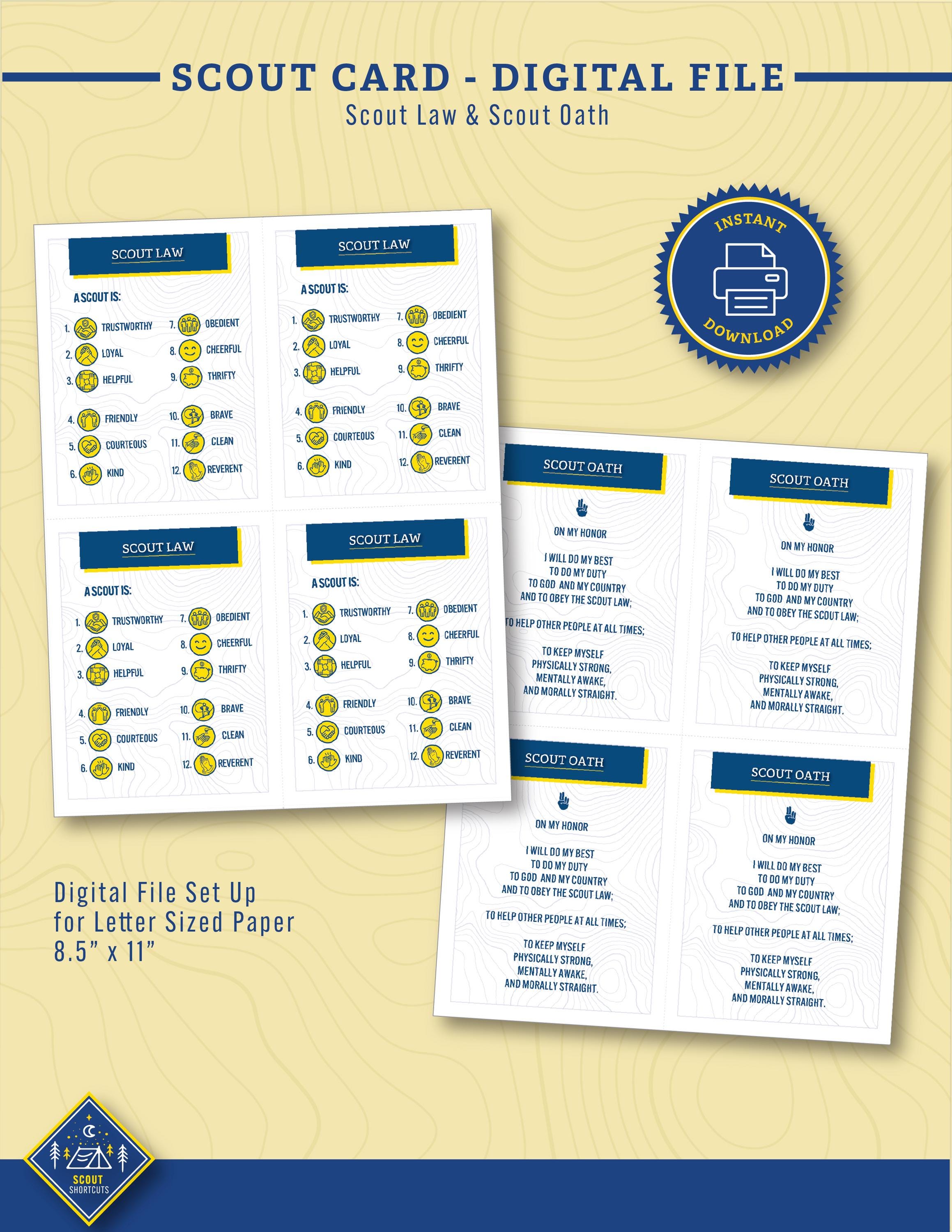 DIGITAL FILE for Scout Law & Scout Oath Card - Etsy