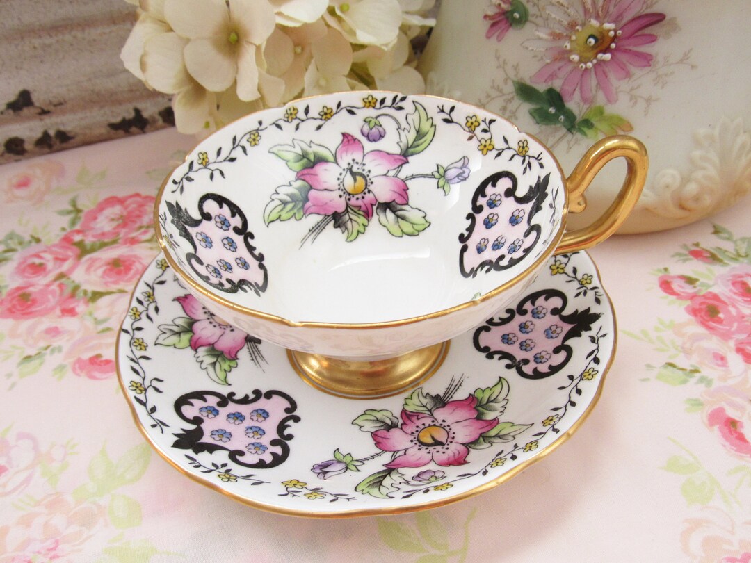 Vintage Taylor & Kent England Teacup and Saucer Set Featuring - Etsy