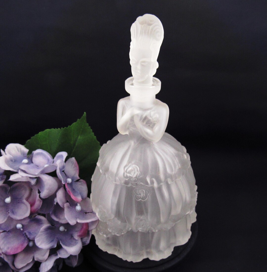 Vintage Art Nouveau Frosted Glass Madame Du Pompadour Perfume Bottle ...