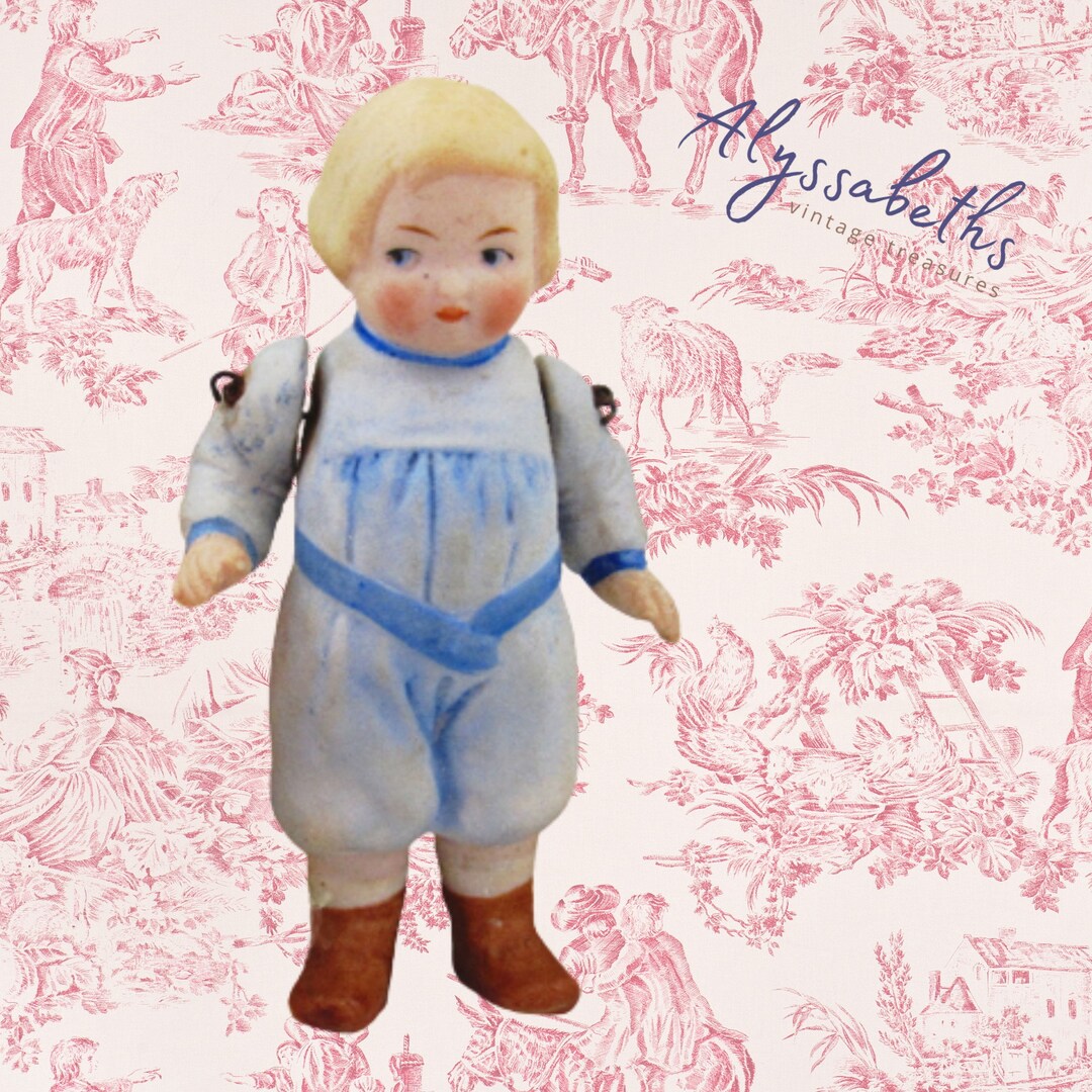 Adorable Vintage German Hertwig Bisque Doll, Small Molded Porcelain ...