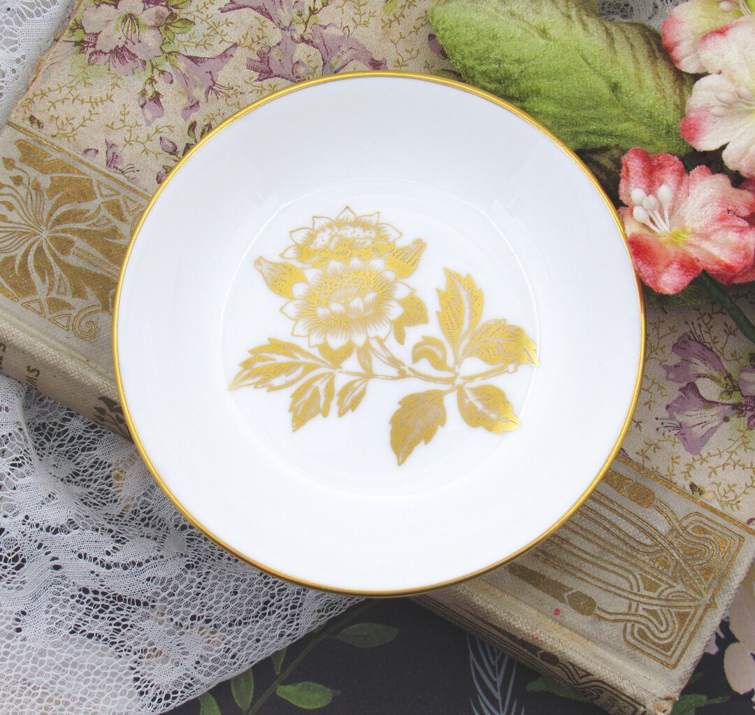 Vintage Wedgwood Gold Tonquin Plate Trinket Dish, English Bone China ...