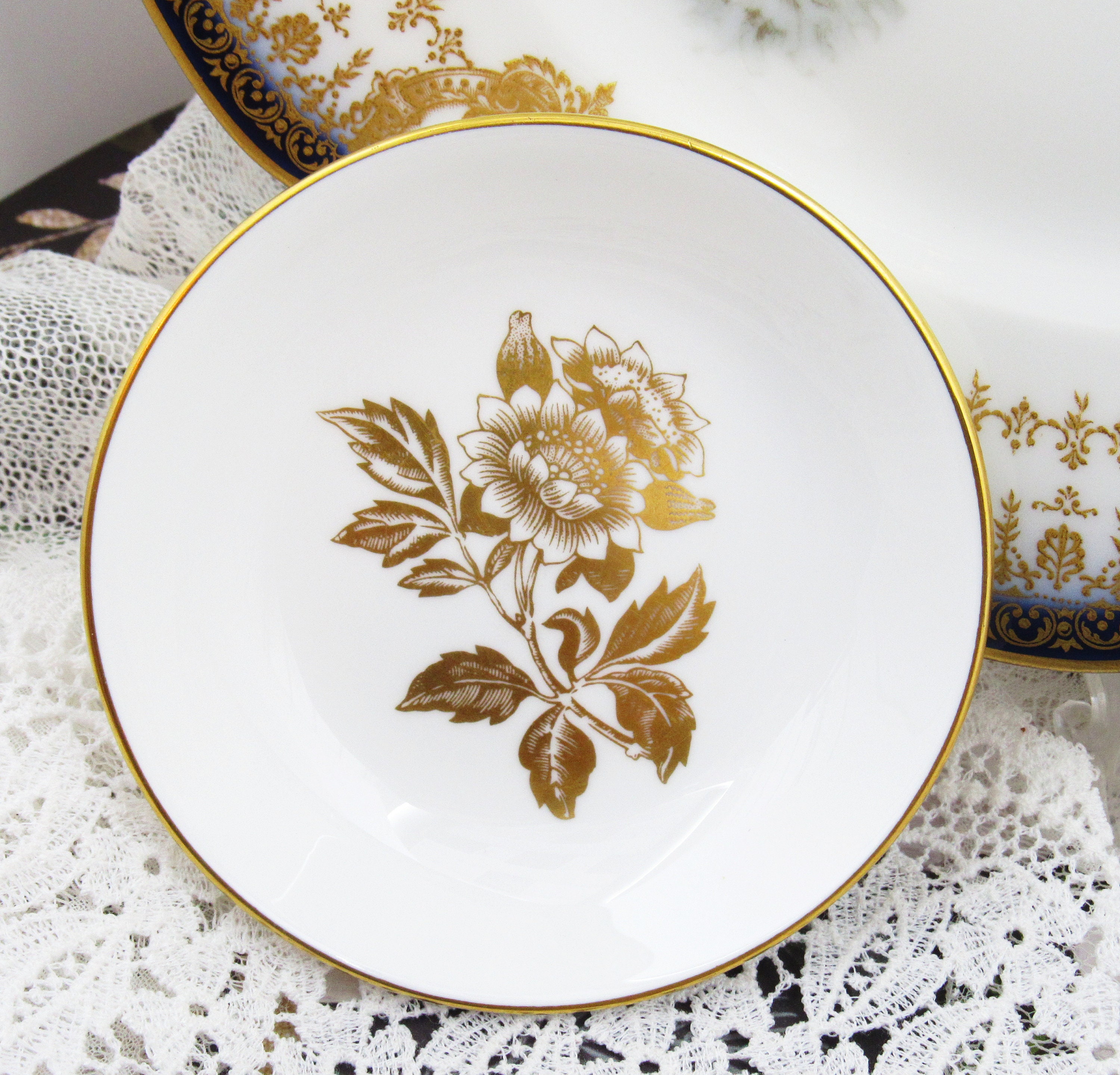 Vintage Wedgwood Gold Tonquin Plate Trinket Dish English Bone - Etsy