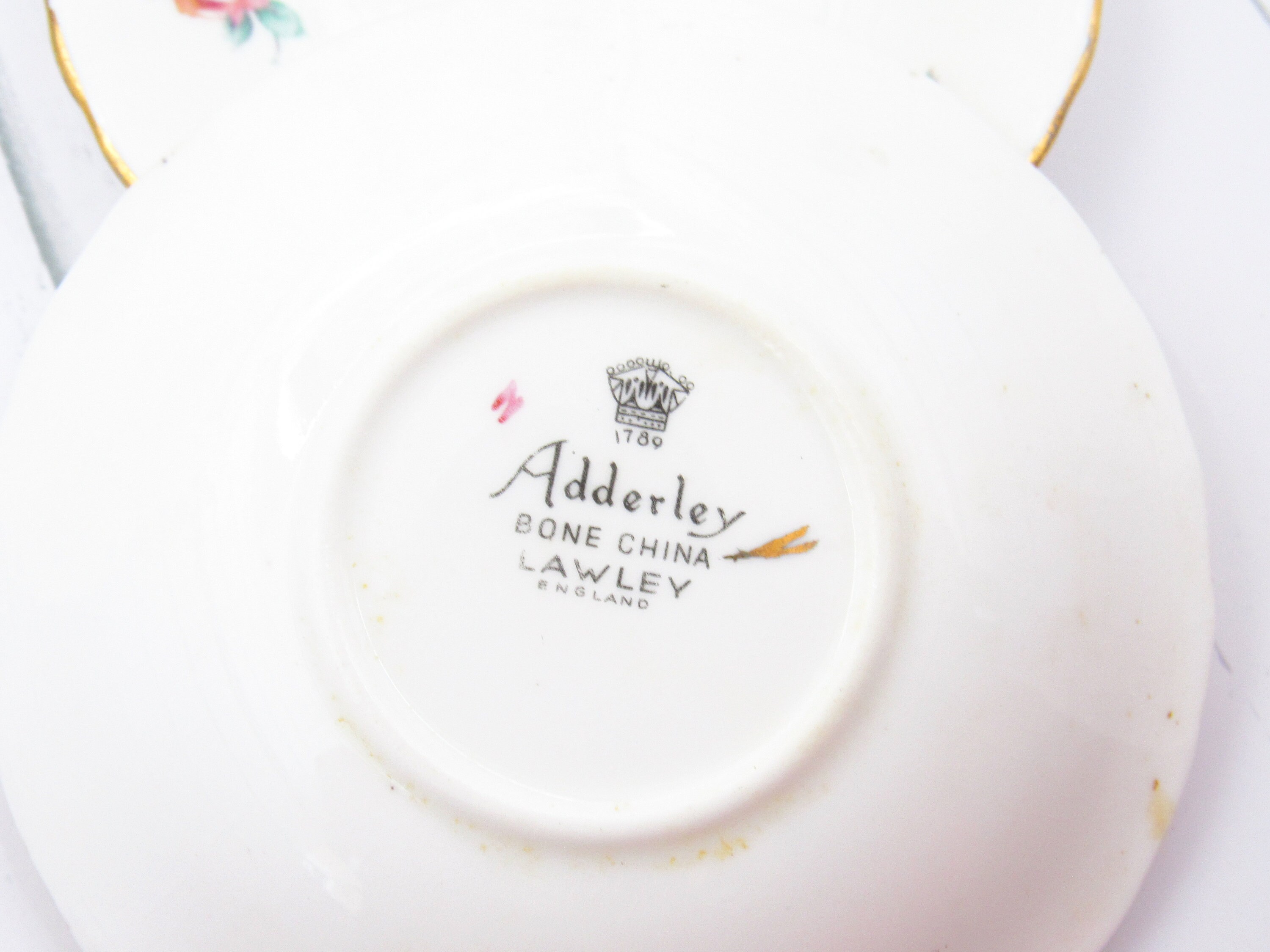 Vintage Chic Pink Roses on White Butter Pats, Small Adderley Lawley ...