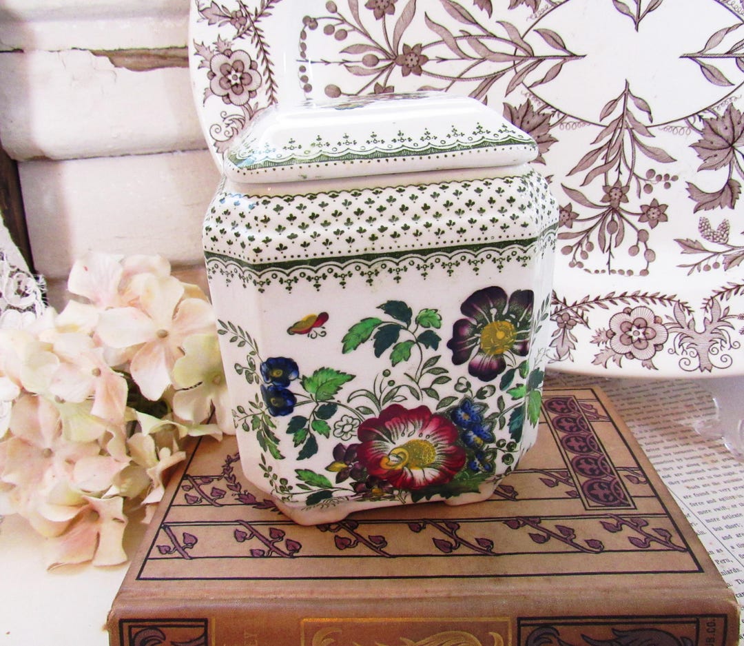 Rare Vintage Mason's Paynsley Pattern Rectangular Tea Caddy, Green ...