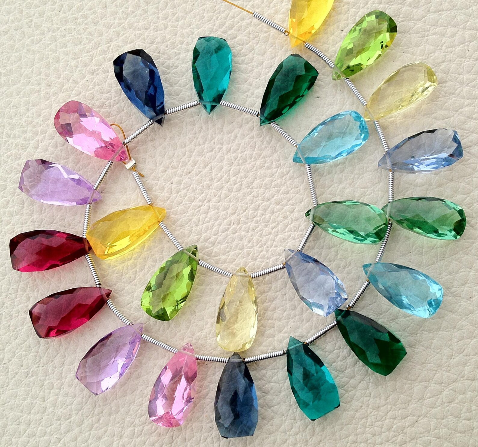 5 Matched Pairs, MULTI Colors Quartz Faceted PYRAMID Shape Briolettes ...