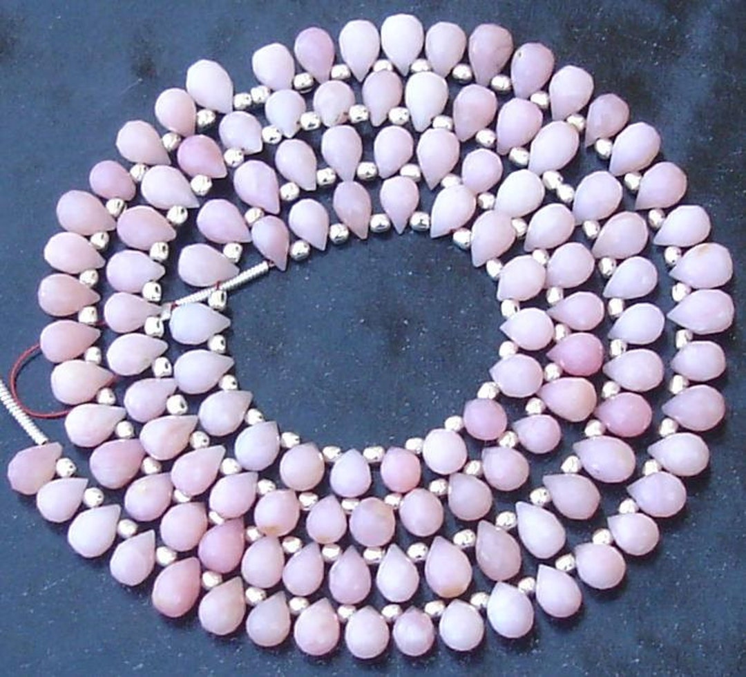 50 Pieces, Amazing Peruvian Pink Opal Micro Faceted Drops Briolettes, 5 ...