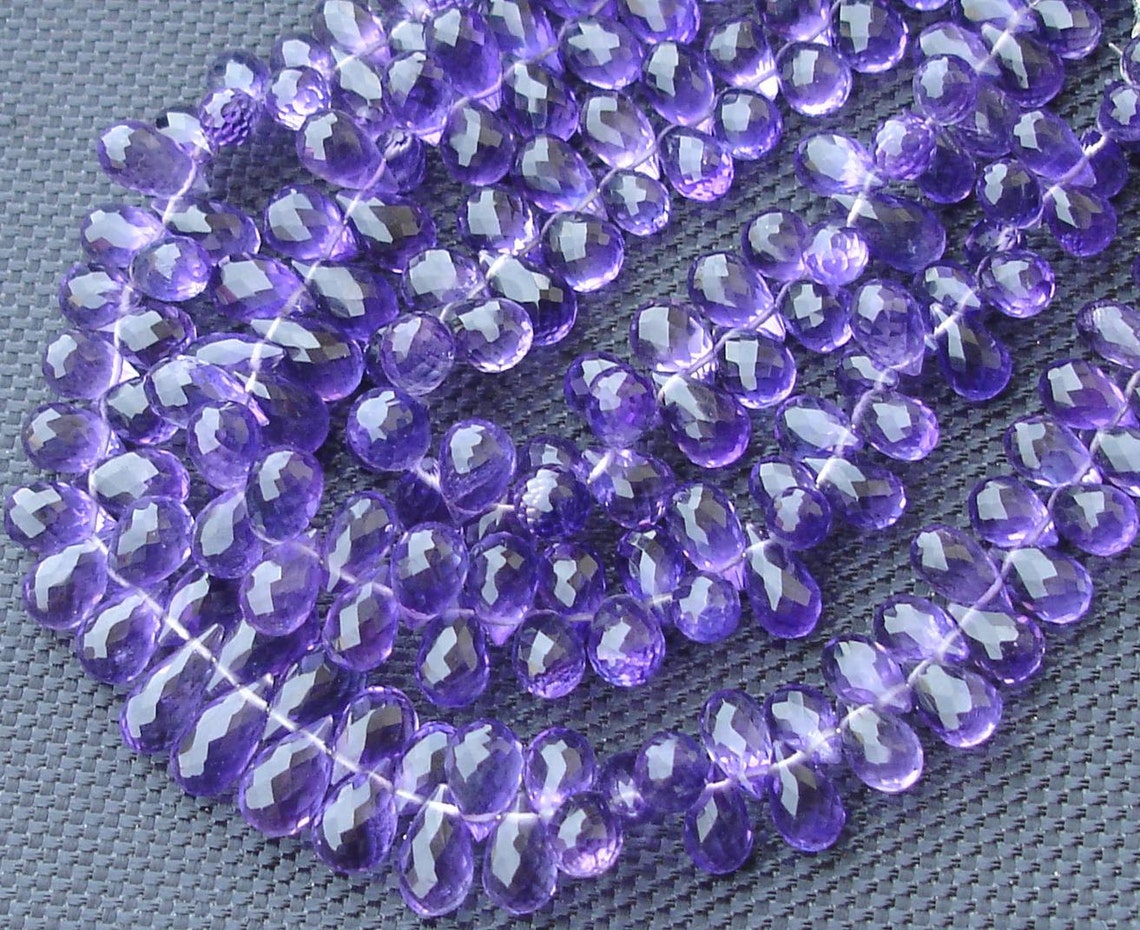 8 Inch-very-very-finest Purple Amethyst Faceted Drops Shape Shape ...