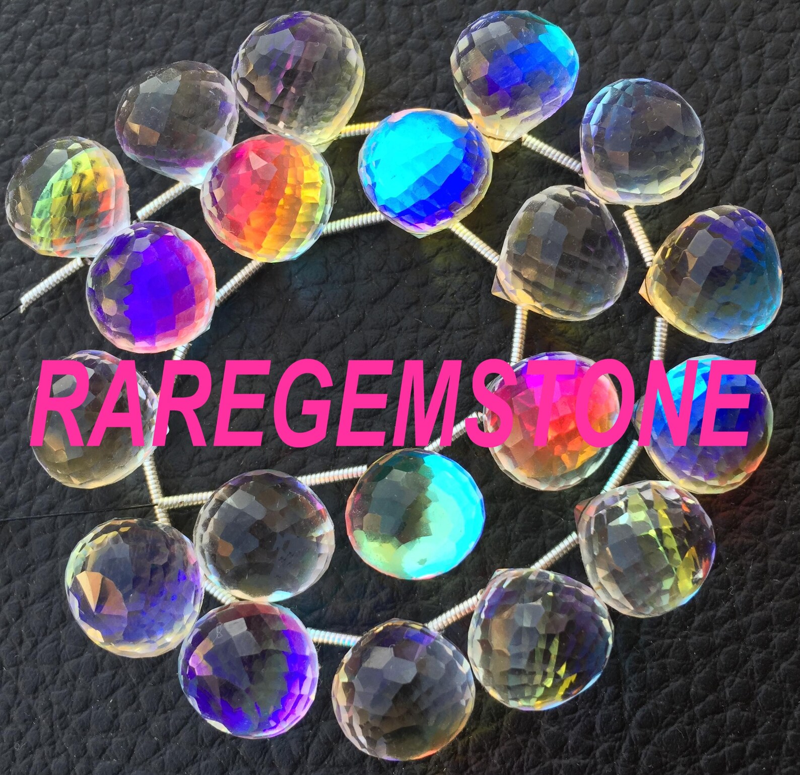 Brand New,4 Matched Paris, FIRE RAINBOW Moonstone Quartz Faceted Onions ...