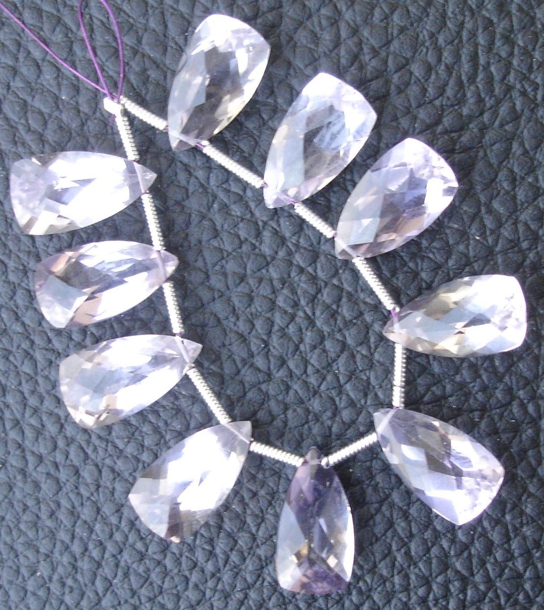 4 Matched Pair, PINK AMETHYST Faceted Pyramid Shape Briolettes,15x8mm ...