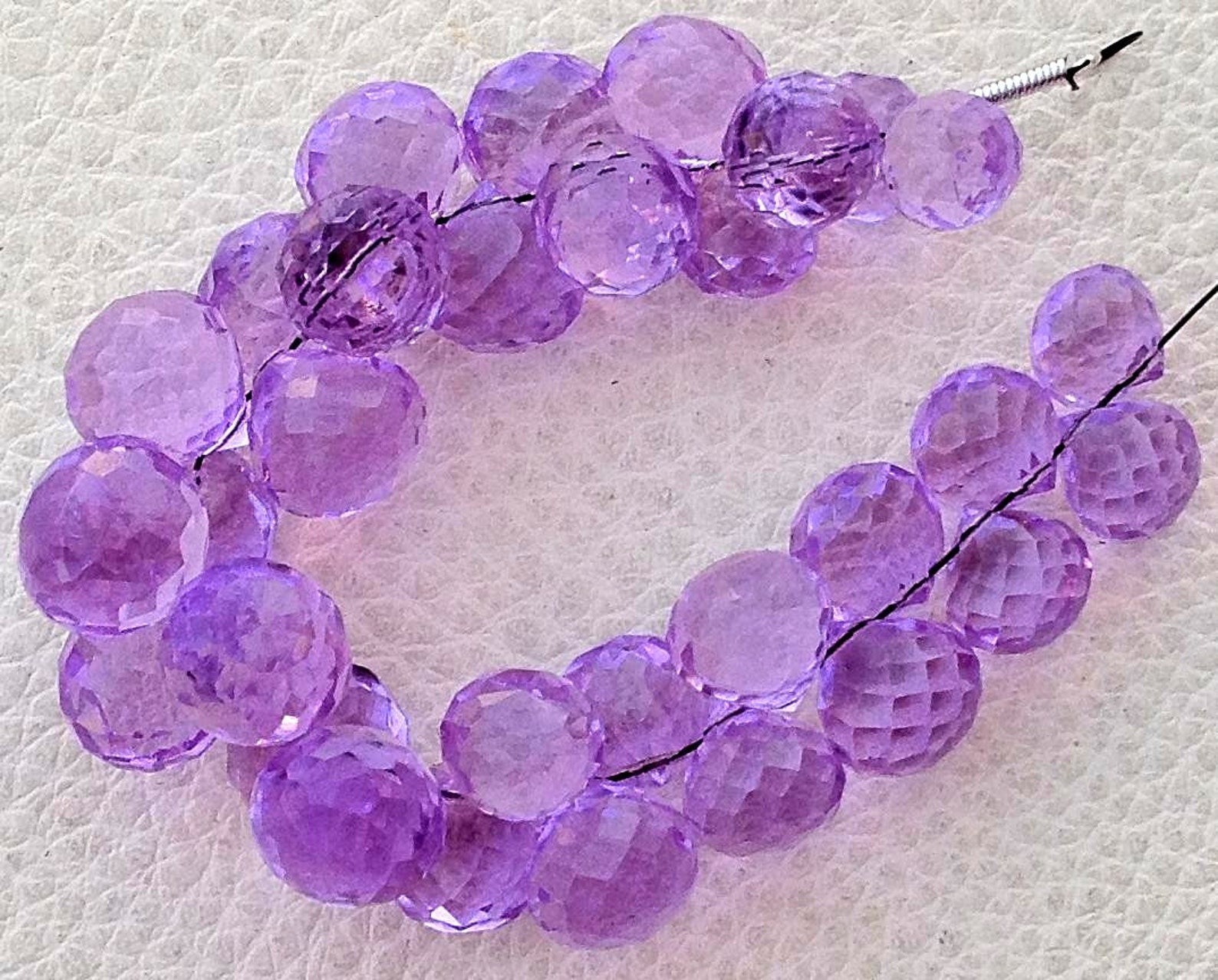 Full 8 Inch Long Strand, LAVENDAR Pink Quartz Micro Faceted Onions ...