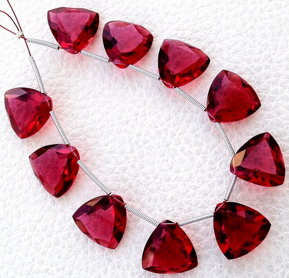 4 Matched Pairs Superb RUBY RED Quartz Faceted CUT Trillion - Etsy