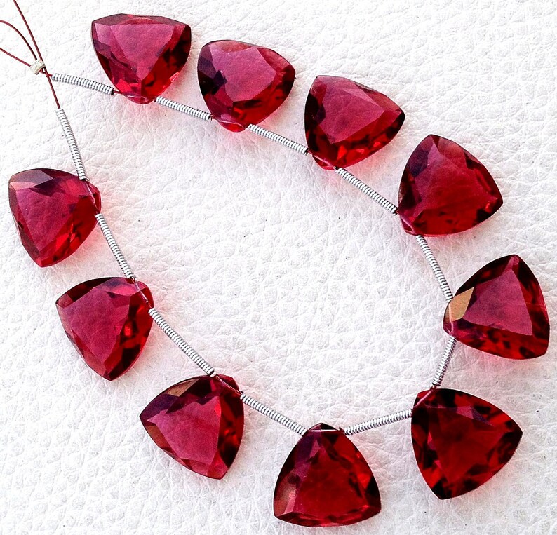 4 Matched Pairs Superb RUBY RED Quartz Faceted CUT Trillion - Etsy