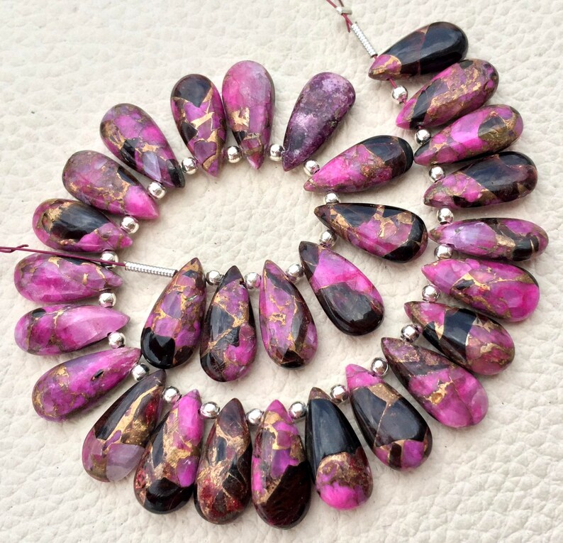 4 Matched Pair RARE PINK Copper Obsidian Smooth PEAR Shape | Etsy