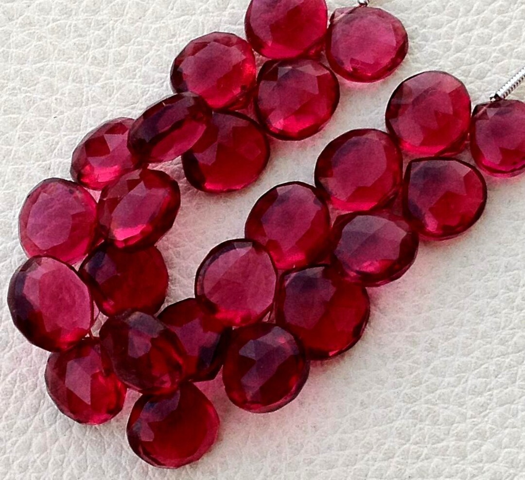 New Arrival, 1/2 Strand, RUBY RED QUARTZ Quartz Faceted Heart Shape ...