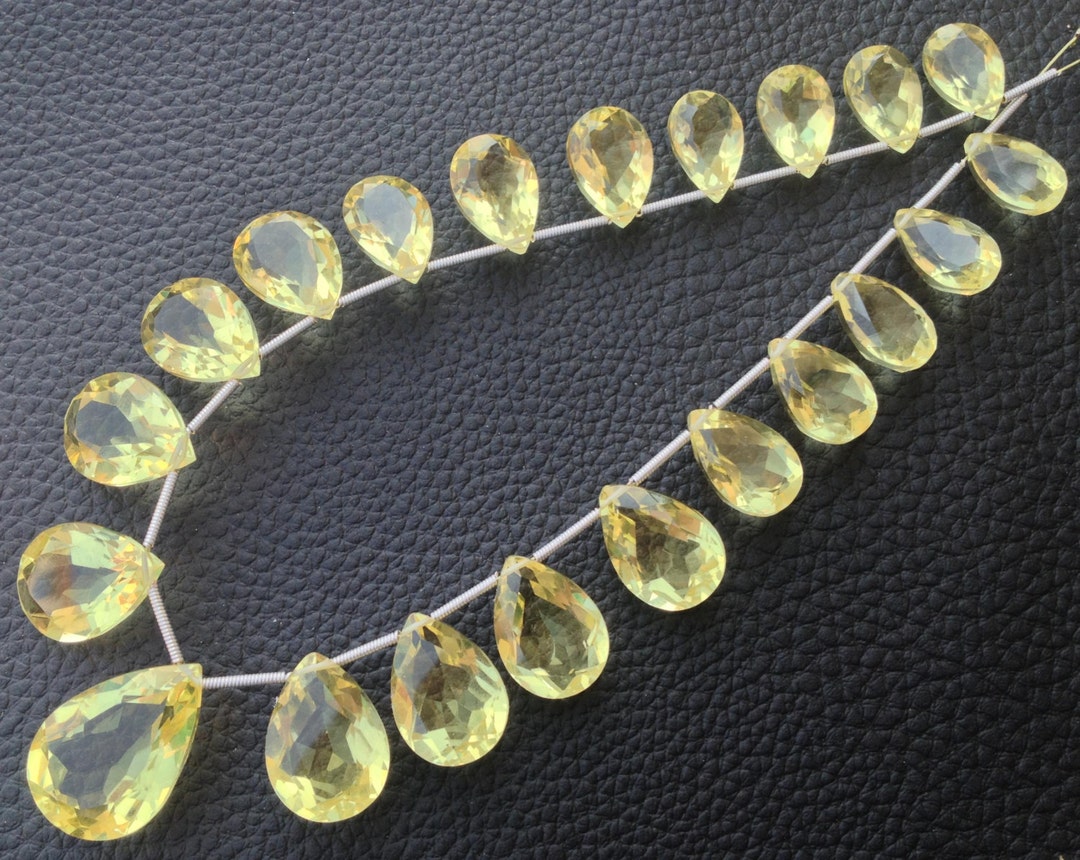15 Inch,superb,21 Huge Pear, AAA Quality, Natural LEMON Quartz Faceted ...