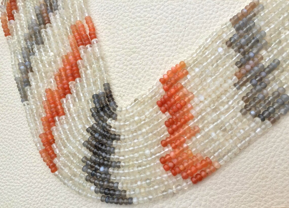 3.5mm,full 14 Inch Long Strand,natural Multi Moonstone Smooth Rondelles ...