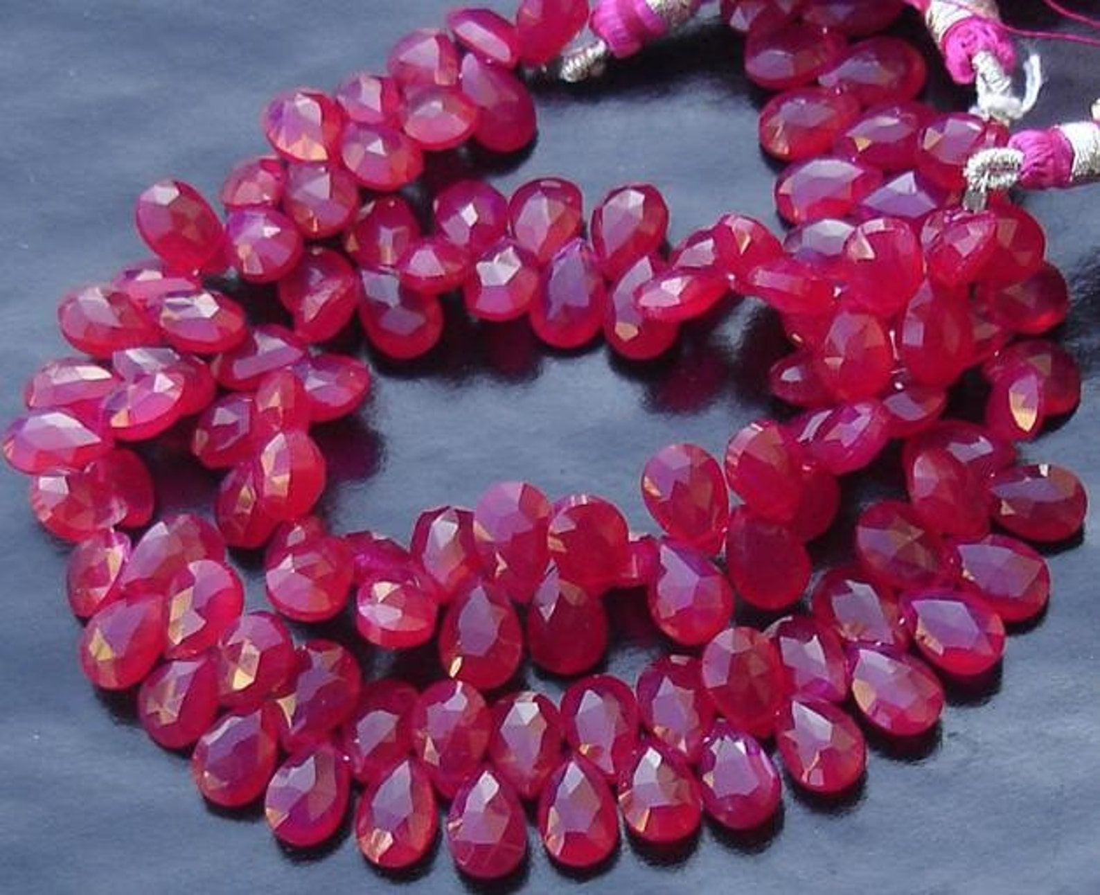 Brand New 1/2 Strand Rare Ruby Red Chalcedony Faceted Pear | Etsy