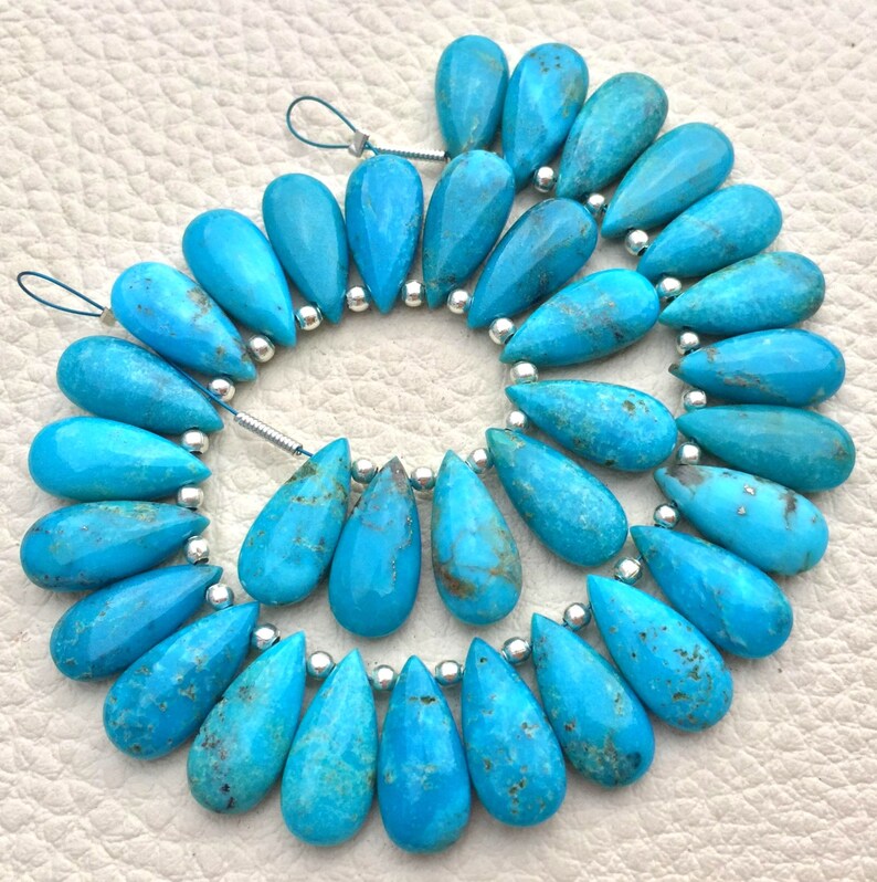 4 Matched Pair NATURAL Arizona Turquoise Smooth PEAR Shape | Etsy