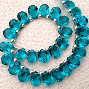 Brand New, Full 6 Inch Strand, PARAIBA BLUE QUARTZ Faceted Cut Pear ...
