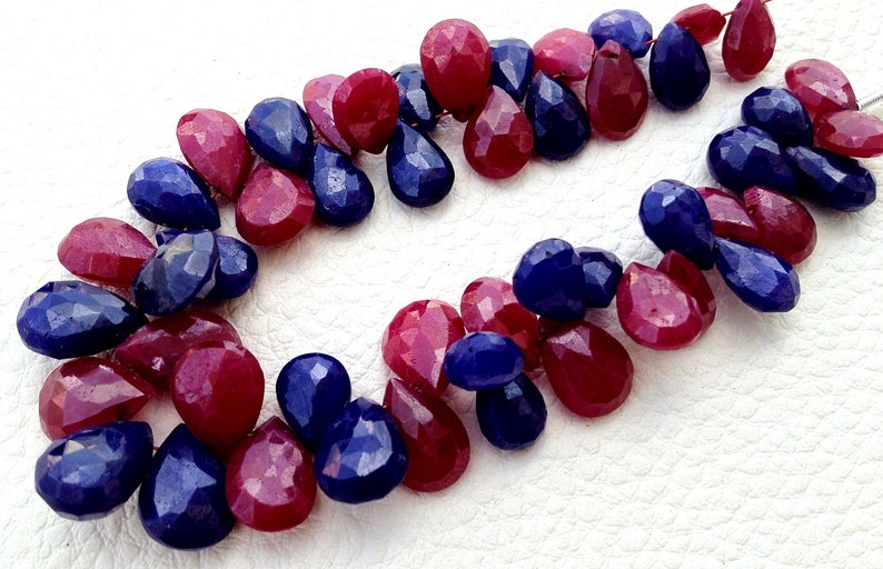 New Arrival Dyed Natural Ruby & Sapphire Faceted Pear Shape - Etsy