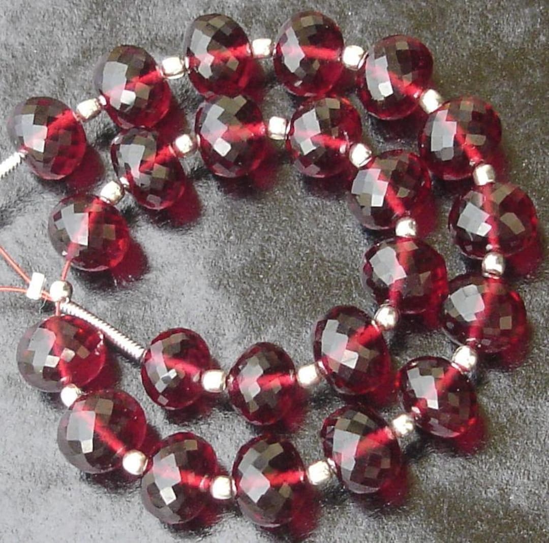 New Arrival, 4 Inch Long Strand, RUBY RED QUARTZ Micro Faceted Rondells ...