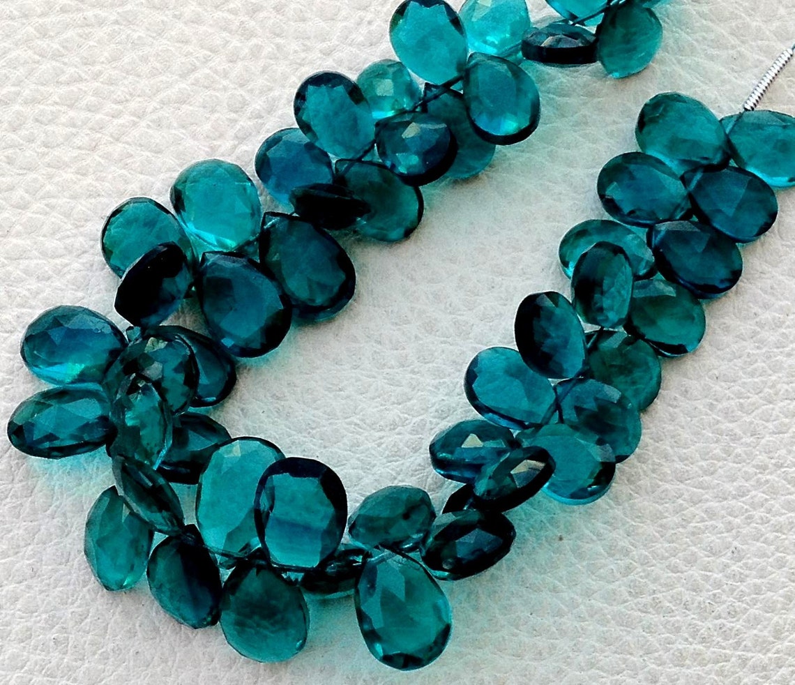 Full 8 Inch Long Strand PARAIBA BLUE Quartz Faceted Pear | Etsy