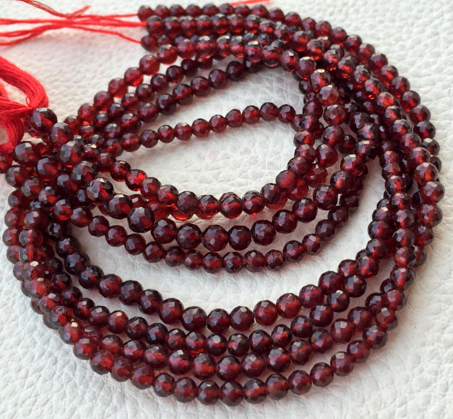 Brand New, Full 13 Inch Long Strand, Natural GARNET Micro Faceted Round ...