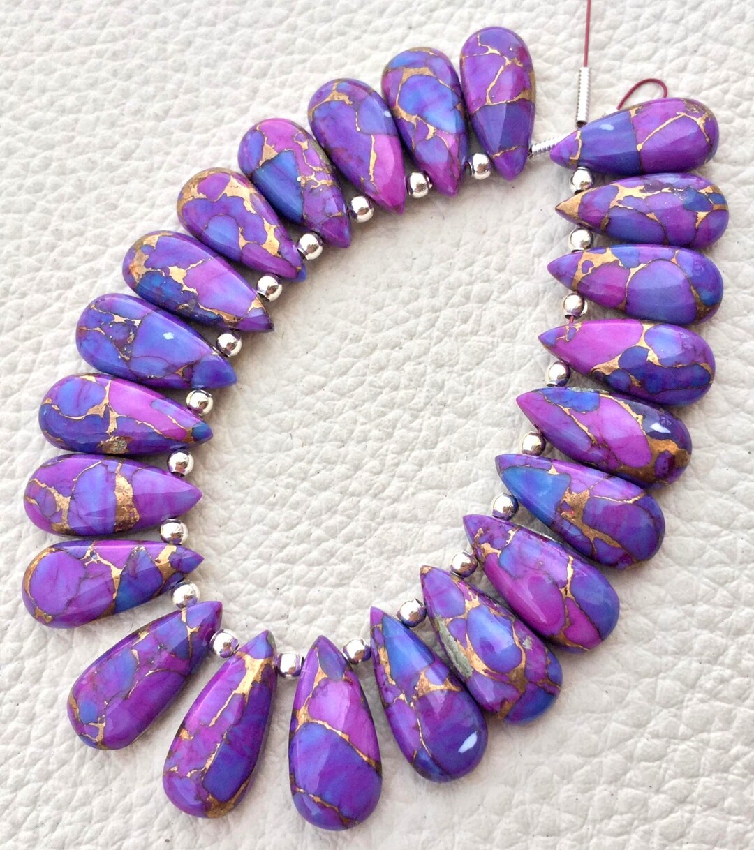 4 Matched Pair, COPPER PURPLE Turquoise Smooth PEAR Shape Briolettes ...