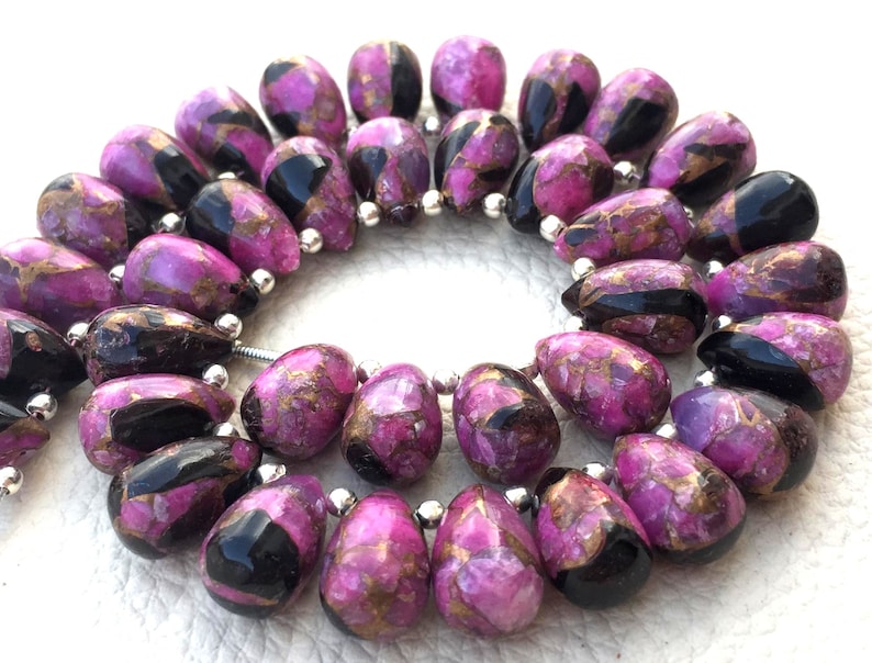 3 Matched Pair RARE PINK Copper Obsidian Smooth Drops Shape - Etsy