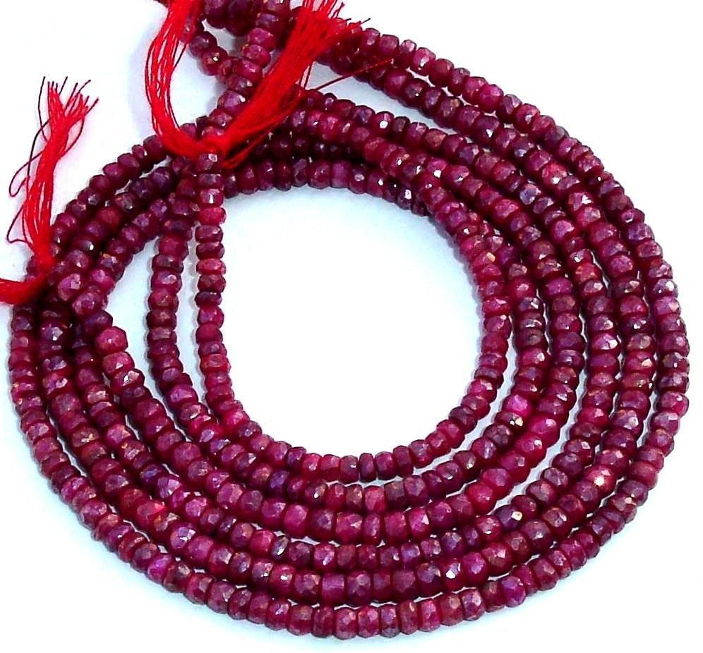 Amazing 1/2 Strand MYSTIC Red Ruby Micro Faceted Rondells4mm | Etsy