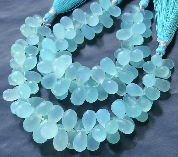 6 Inches Strand Peru Aqua. Blue Chalcedony Micro Faceted | Etsy