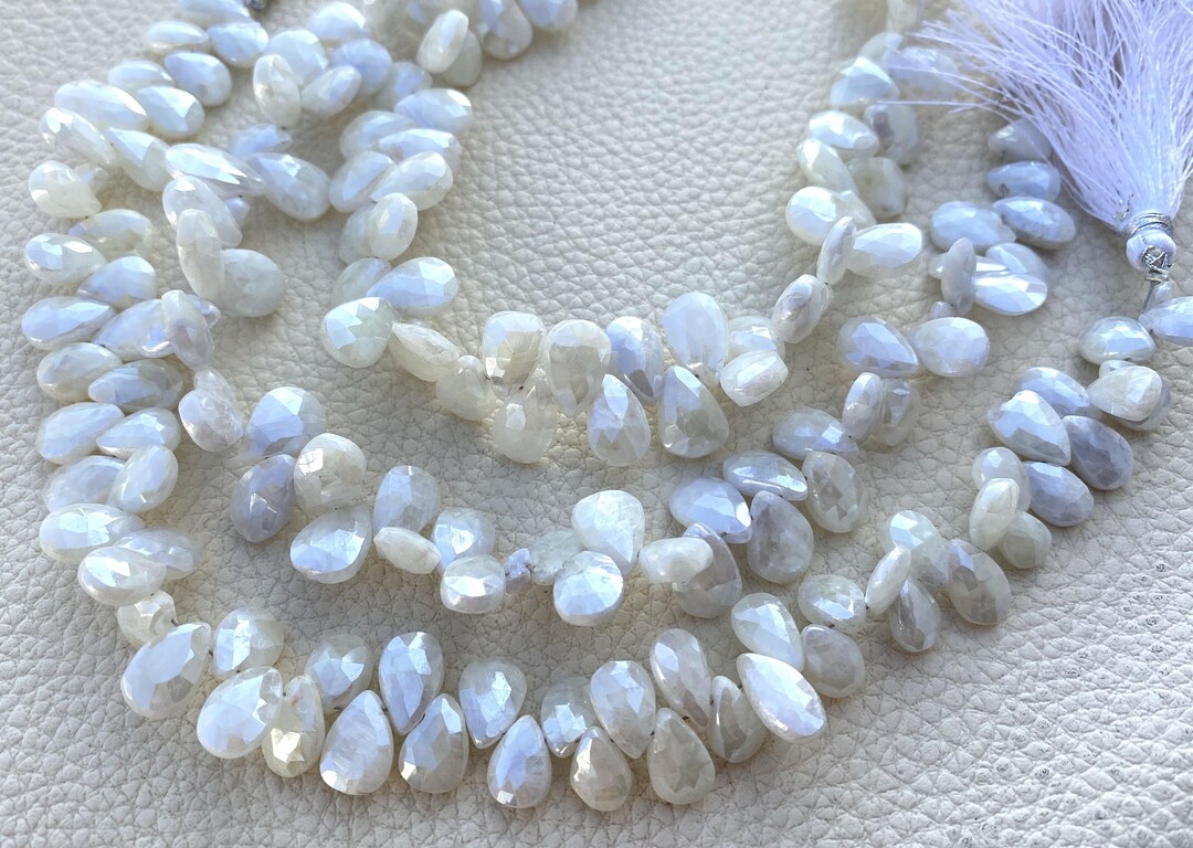 Brand New, Full 7 Inch Strand, Rare Mystic Pearl White SILVERITE ...