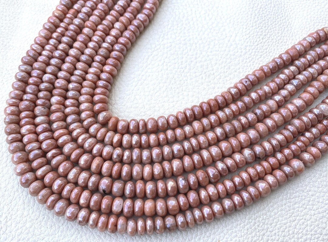 Brand New, Full 13 Inch Full Strand,natural Brown Pink SILVERITE Smooth ...