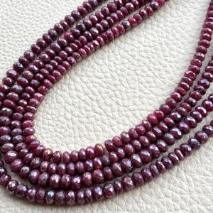 Brand New, Full 14 Inch Strand, Mystic Natural RUBY Faceted Rondelles,3 ...