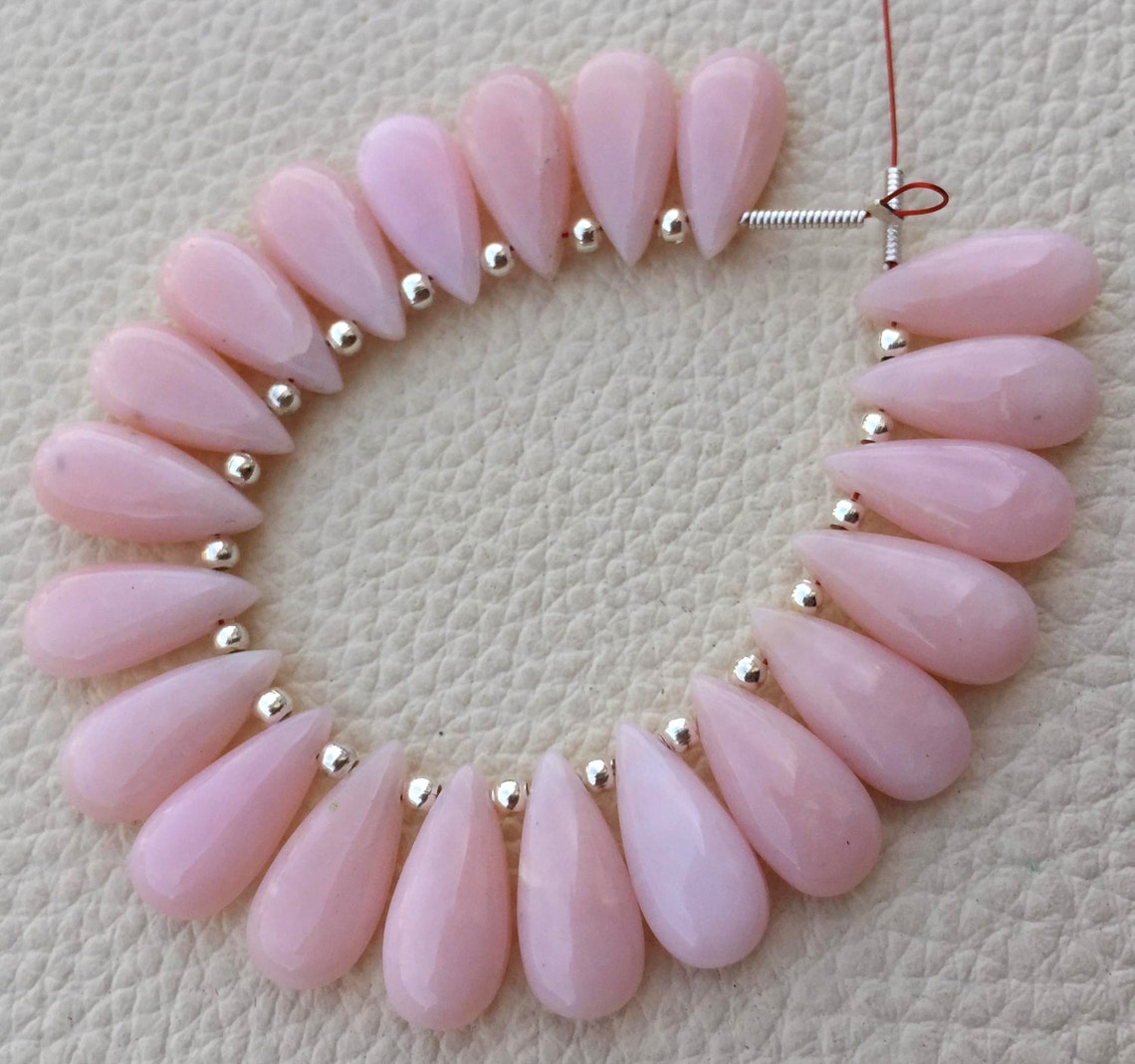 3 Matched Pair, NATURAL PERUVIAN PINK Opal Smooth Pear Shape Briolettes ...