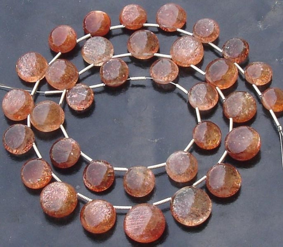 Superb-finest-sunstone Smooth Top Drill Coin Shape Briolettes,10-12mm ...