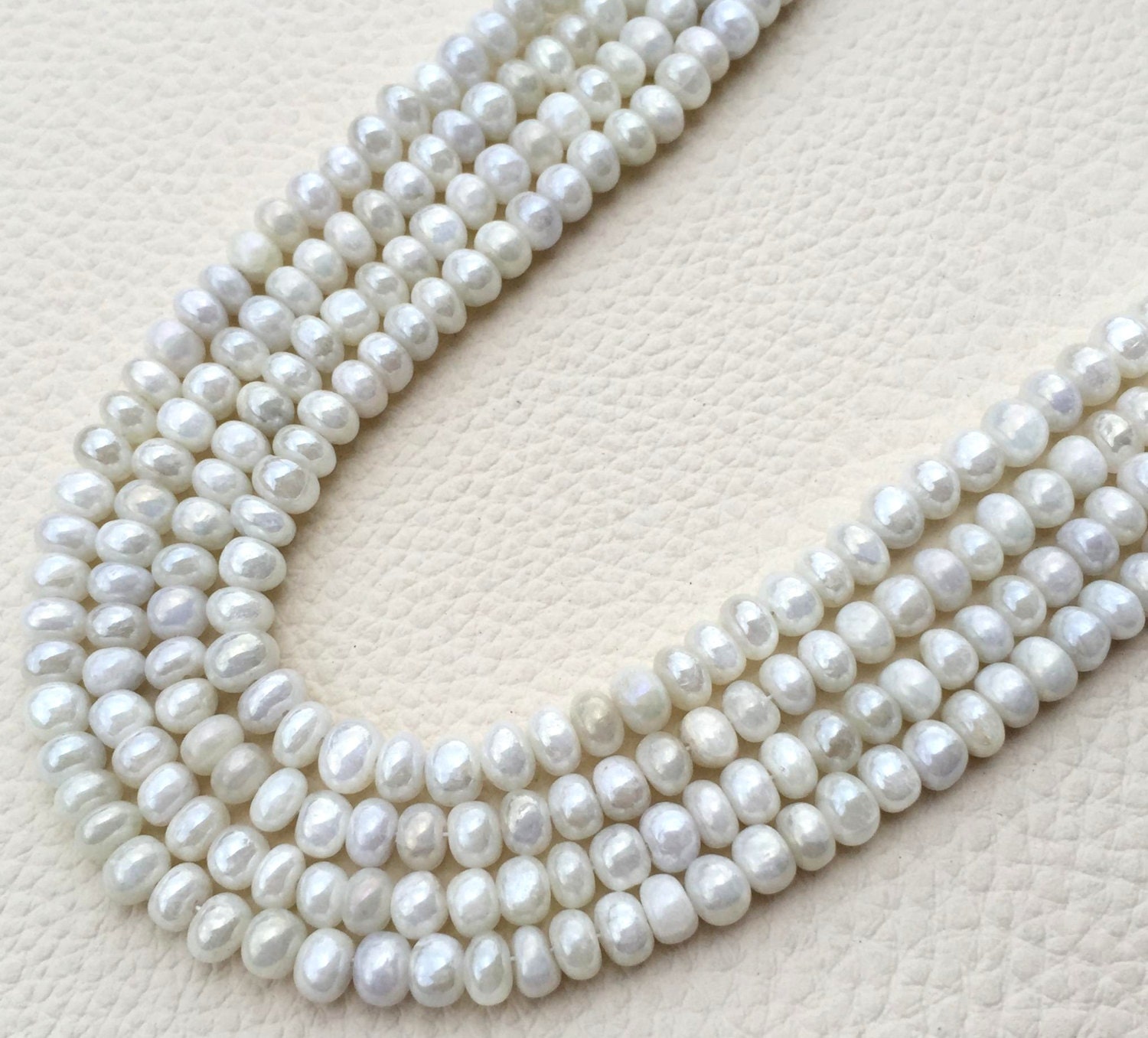 Brand New Full 8 Inch Strand Mystic PEARL WHITE SILVERITE - Etsy