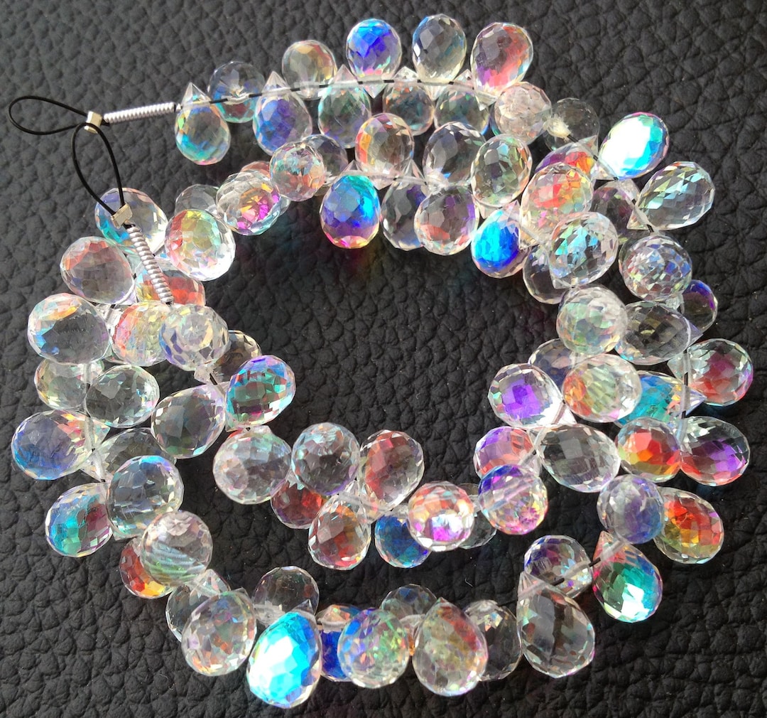 Brand New, FIRE RAINBOW Moonstone Quartz Faceted Drops Shape Briolettes ...
