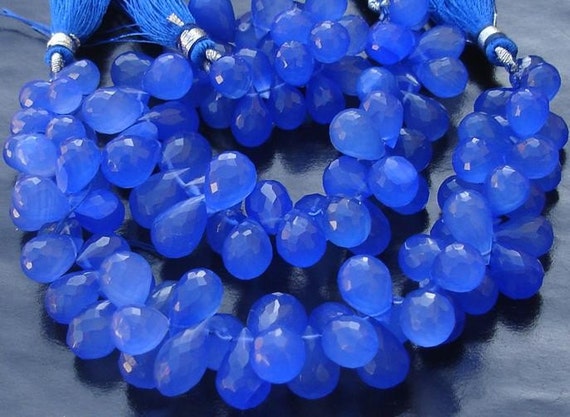 1/2 Strand gocce sfaccettate di Micro calcedonio blu cobalto | Etsy