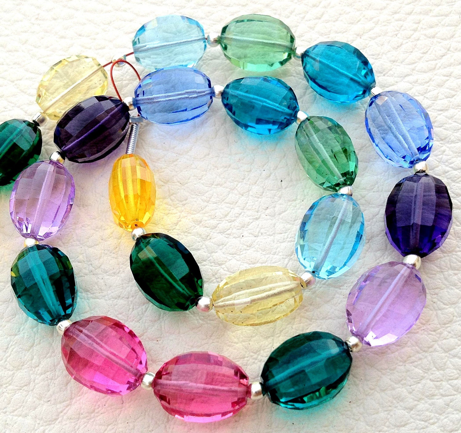 8 Inch Full Strand, Amaazing MULTI COLORS Quartz Faceted Ovals Nuggets ...