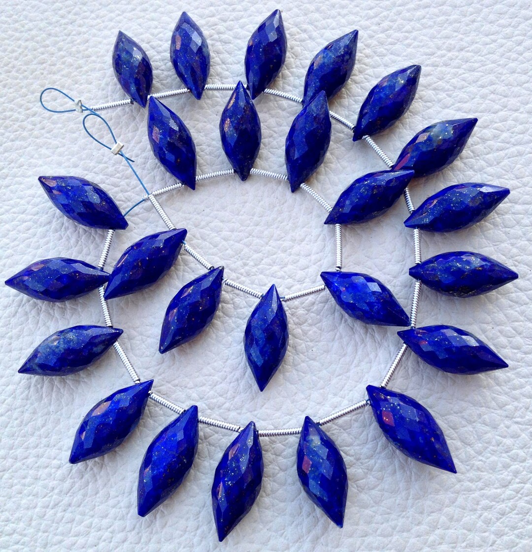 4 Matched Pairs, LAPIS LAZULI Faceted DEW Drops Shape Briolettes,18mm ...