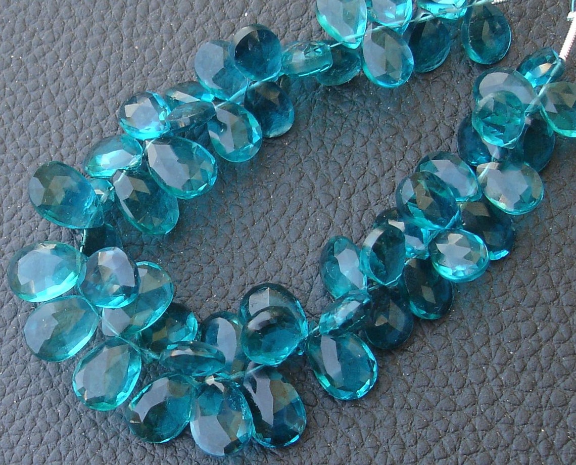 Full 8 Inch Long Strand PARAIBA BLUE Quartz Faceted Pear | Etsy