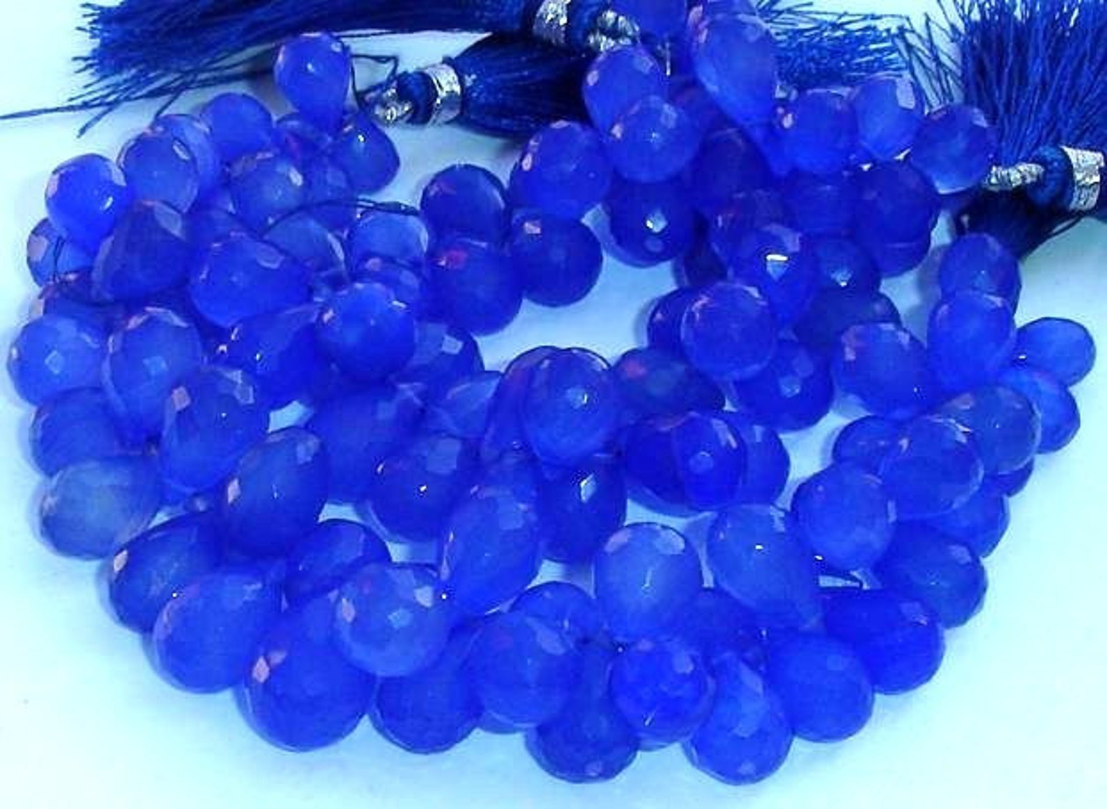 1/2 Strand gocce sfaccettate di Micro calcedonio blu cobalto | Etsy