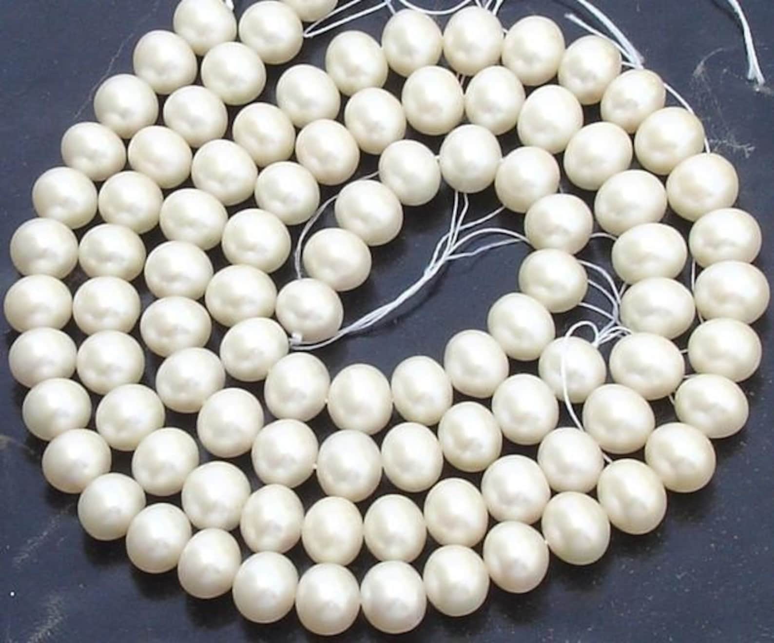 10mm Round, 1/2 Strand,truly Rare Natural Fresh Water Pearl Smooth ...