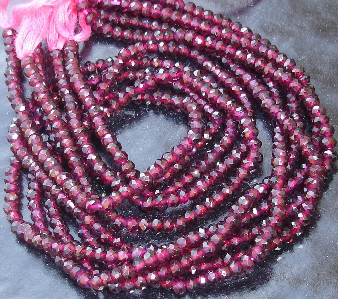 Latest Arrival, 4mm Size, Ruby Red Garnet Faceted Rondells,full 14 Inch ...