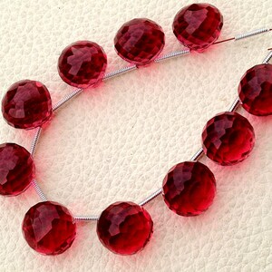 4 Matched Pairs, Superb RUBY RED Quartz Faceted ONIONS Shape Briolettes ...