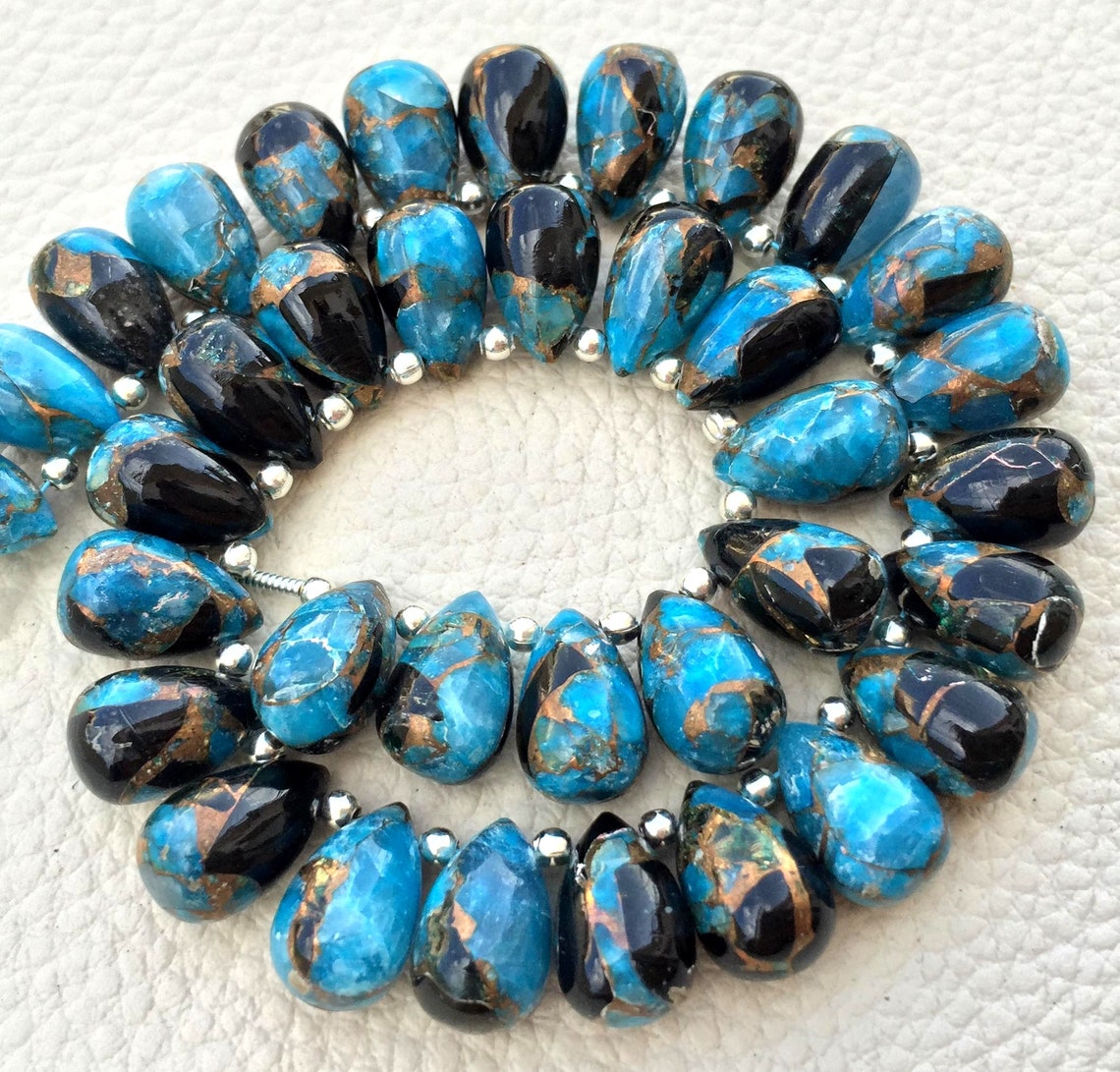 3 Matched Pair RARE BLUE Copper Obsidian Smooth Drops Shape - Etsy